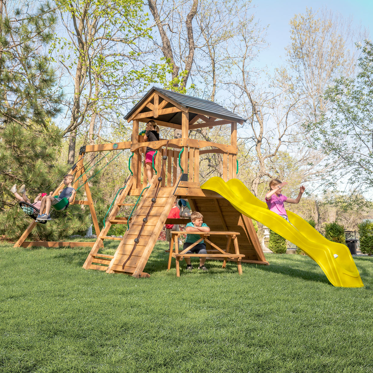 Endeavor II Swing Set with Wave Slide – Backyard Discovery