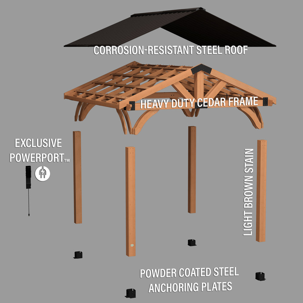 12x12 Arlington Gazebo with Electric - Lt Brown – Backyard Discovery