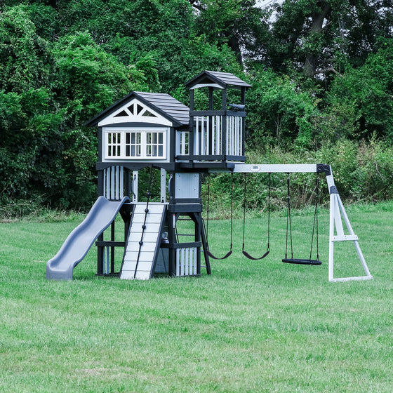 Timber Crossing Outdoor Wooden Swing Set – Backyard Discovery