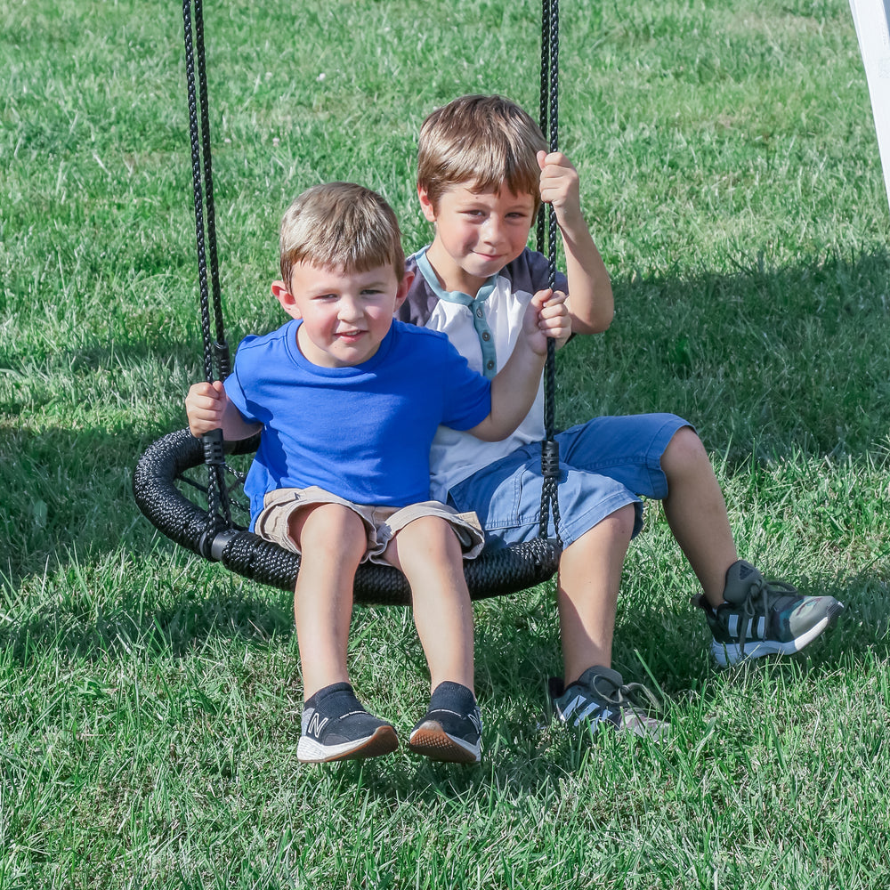 Whispering Point Outdoor Wooden Swing Set – Backyard Discovery