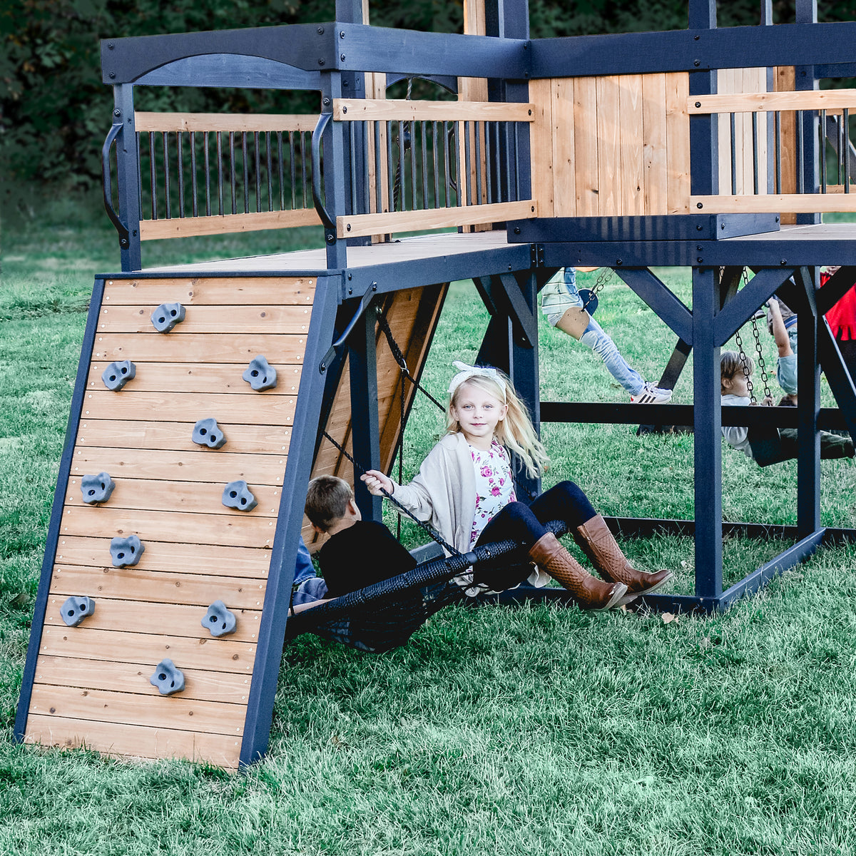 Timber Crossing Outdoor Wooden Swing Set – Backyard Discovery