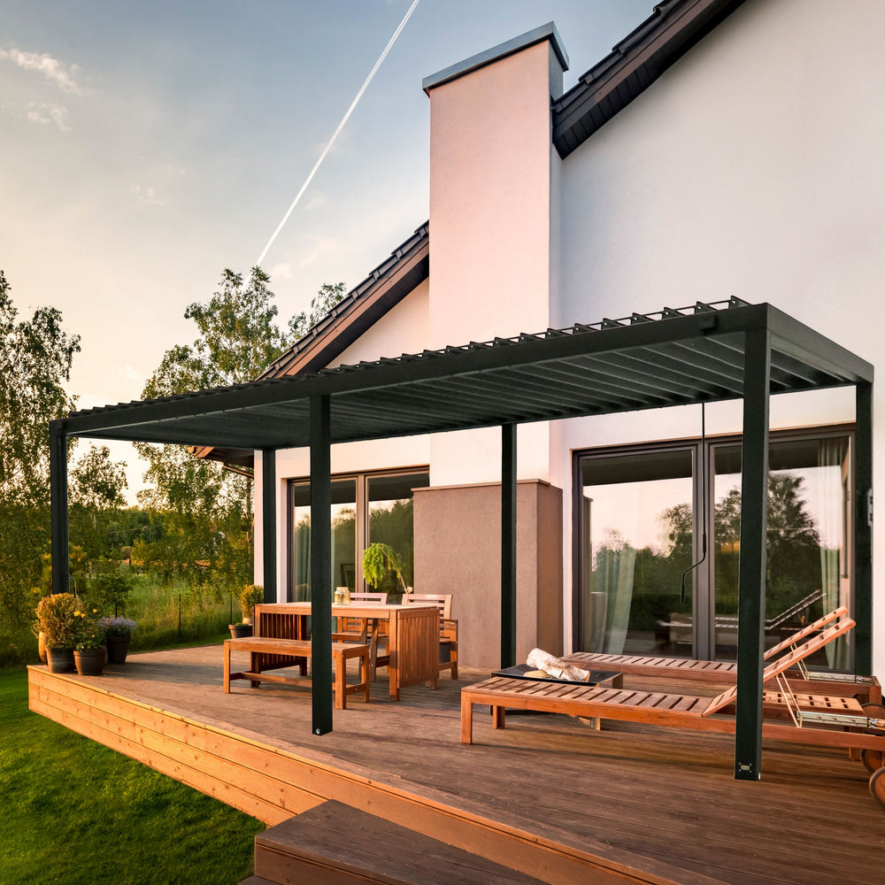 20x10 Sarasota Steel Louvered Pergola – Backyard Discovery