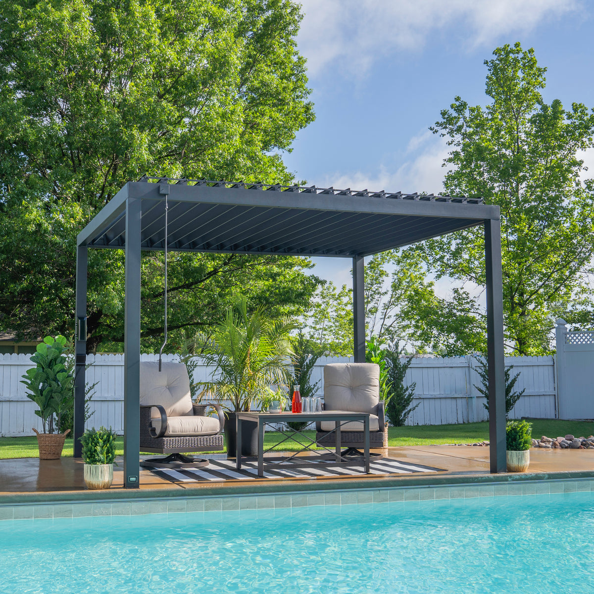 12x10 Sarasota Steel Louvered Pergola – Backyard Discovery