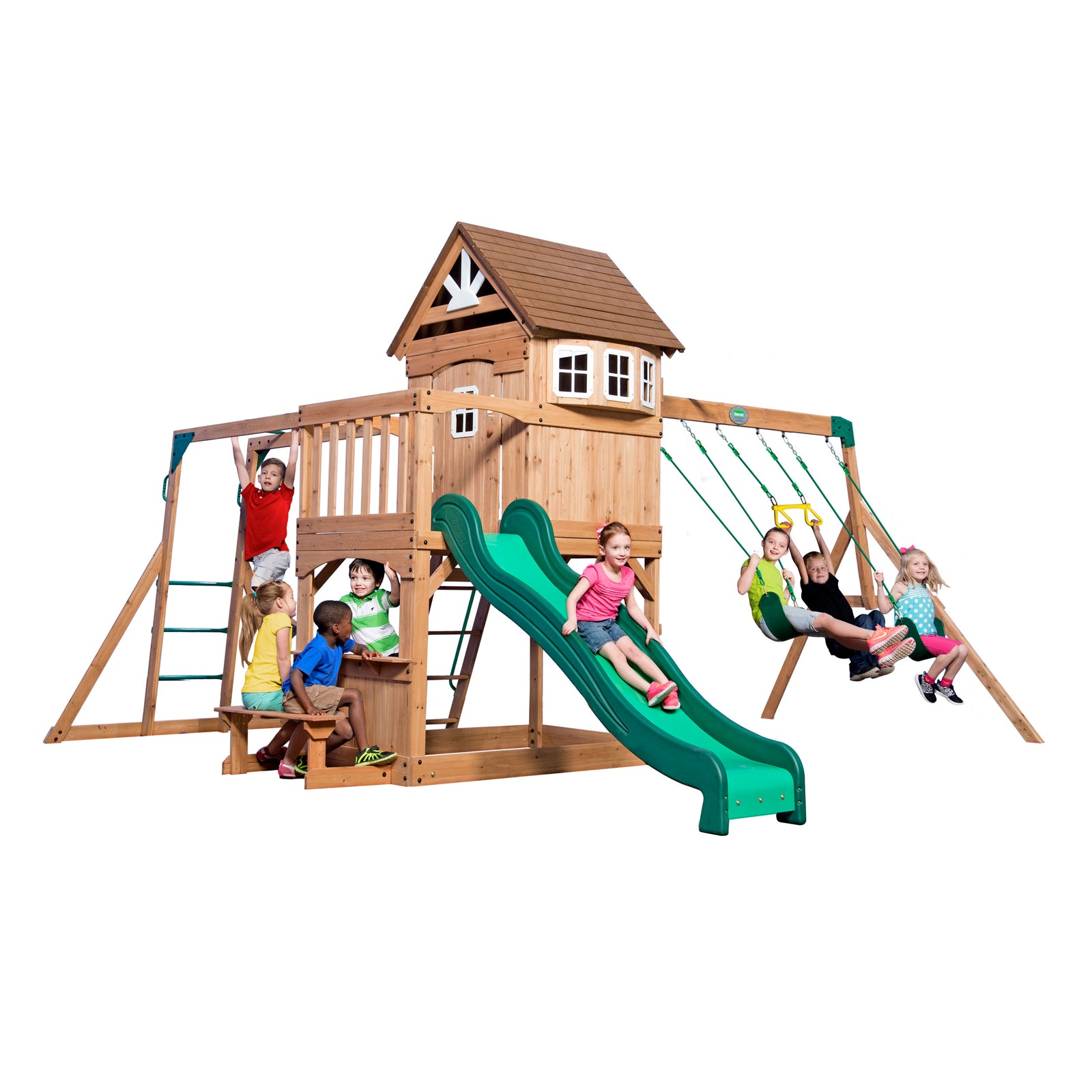 Montpelier Outdoor Wooden Swing Set - Backyard Discovery