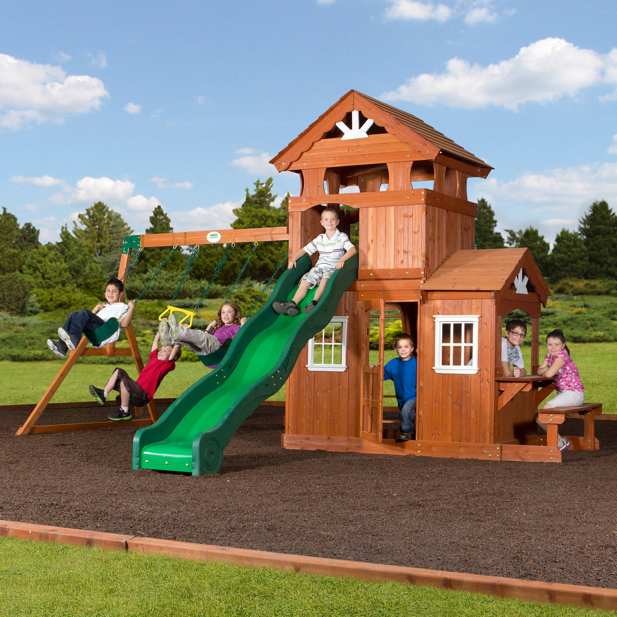 Shenandoah Outdoor Wooden Swing Set - Backyard Discovery