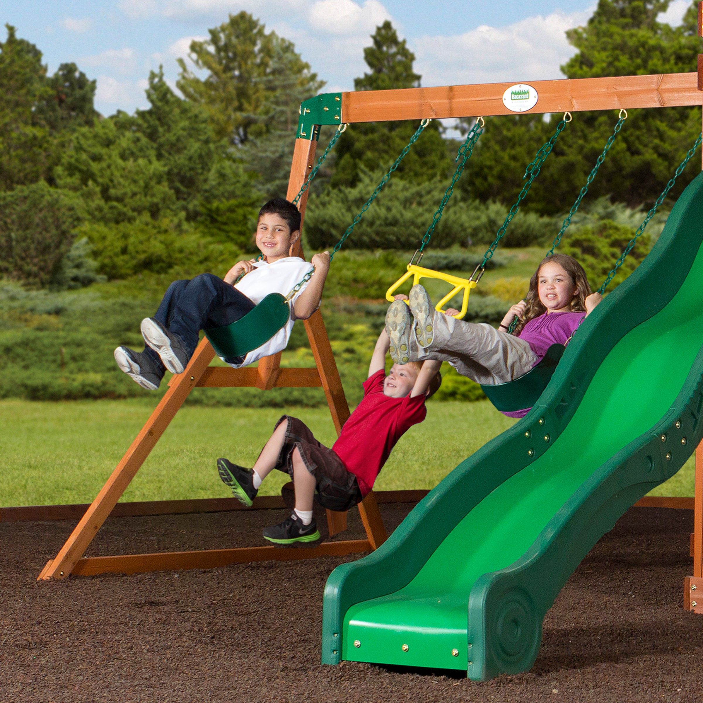 Shenandoah Outdoor Wooden Swing Set - Backyard Discovery