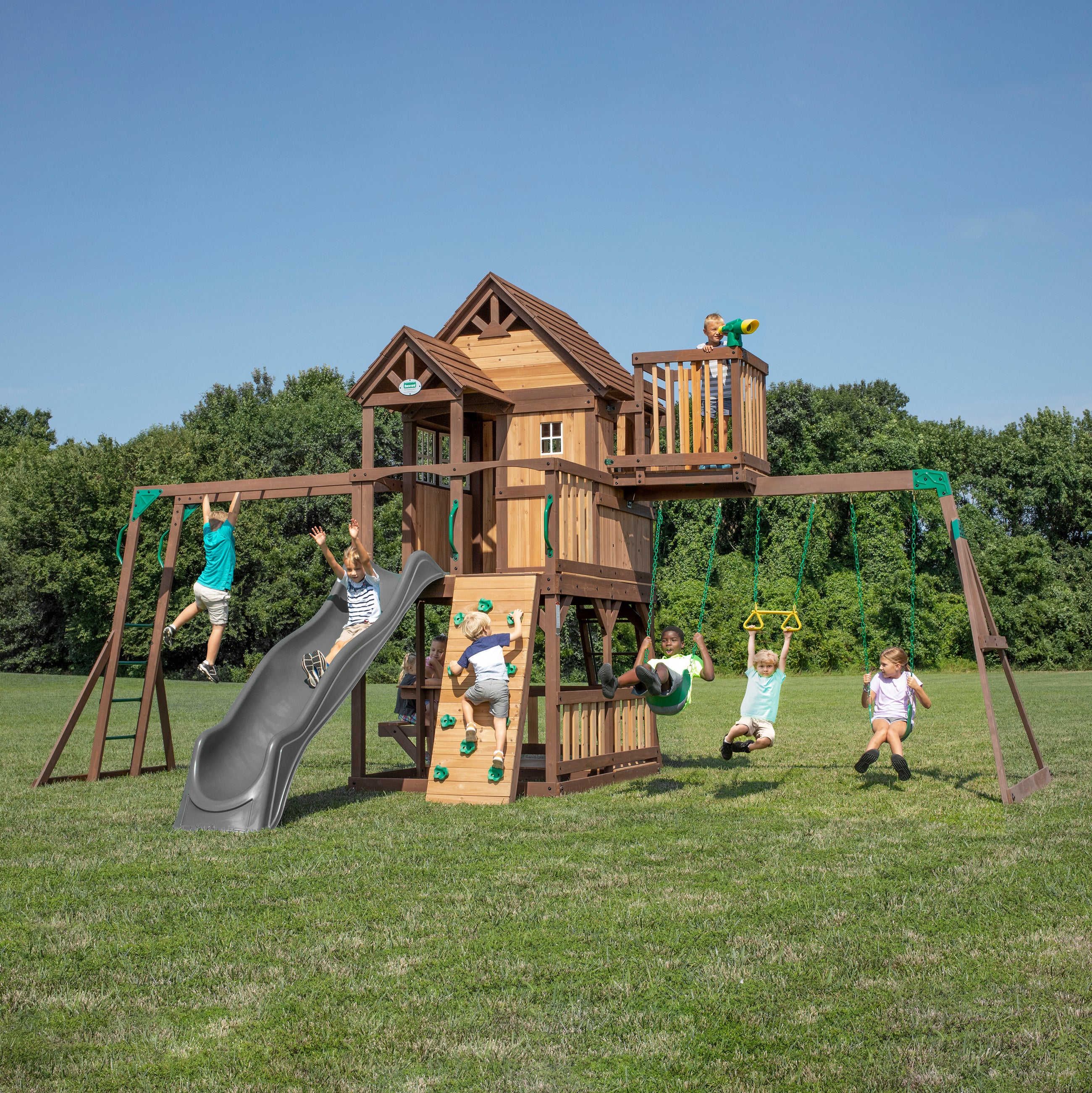 Skyfort II Swing Set with Wave Slide
