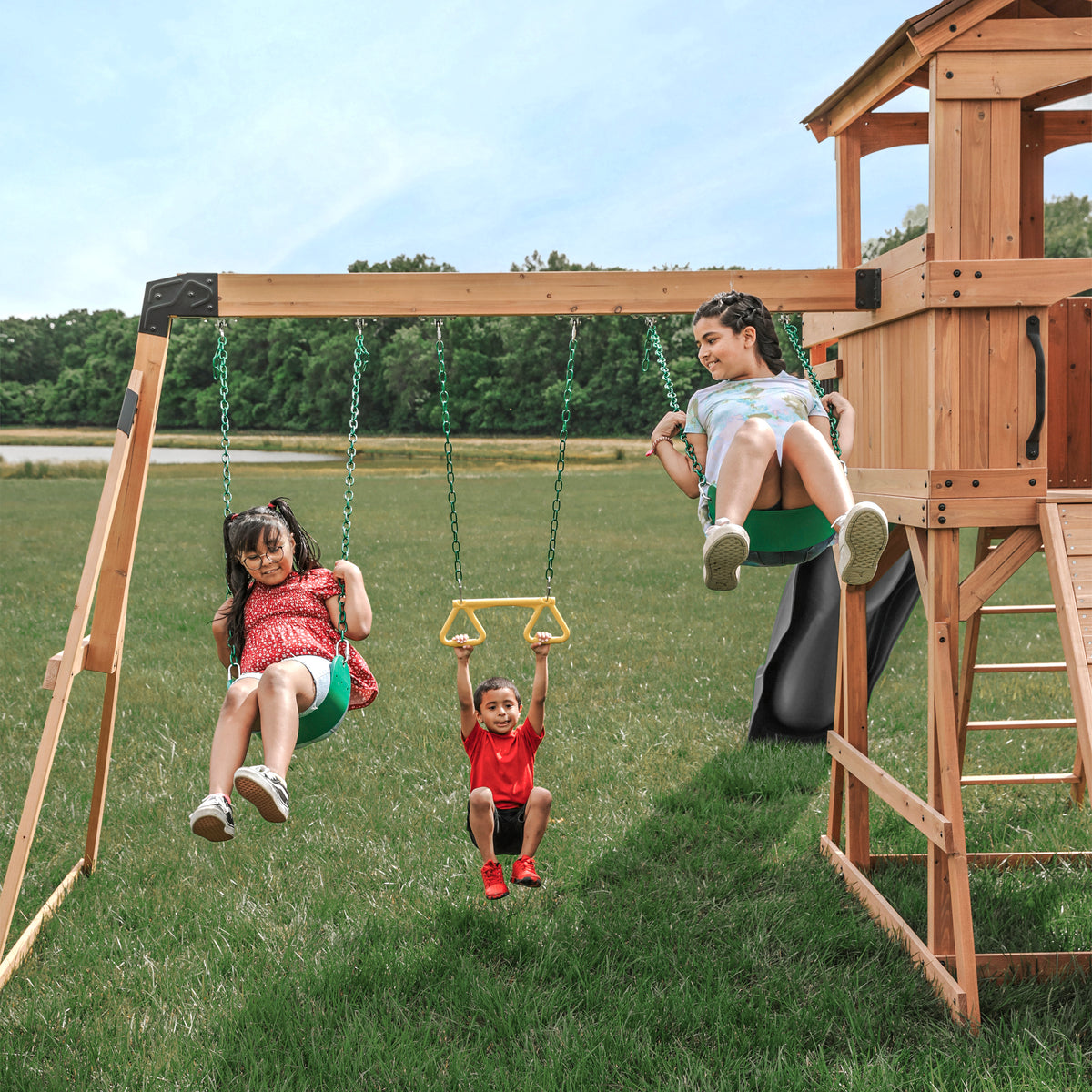 Sterling Point Wooden Swing Set – Backyard Discovery
