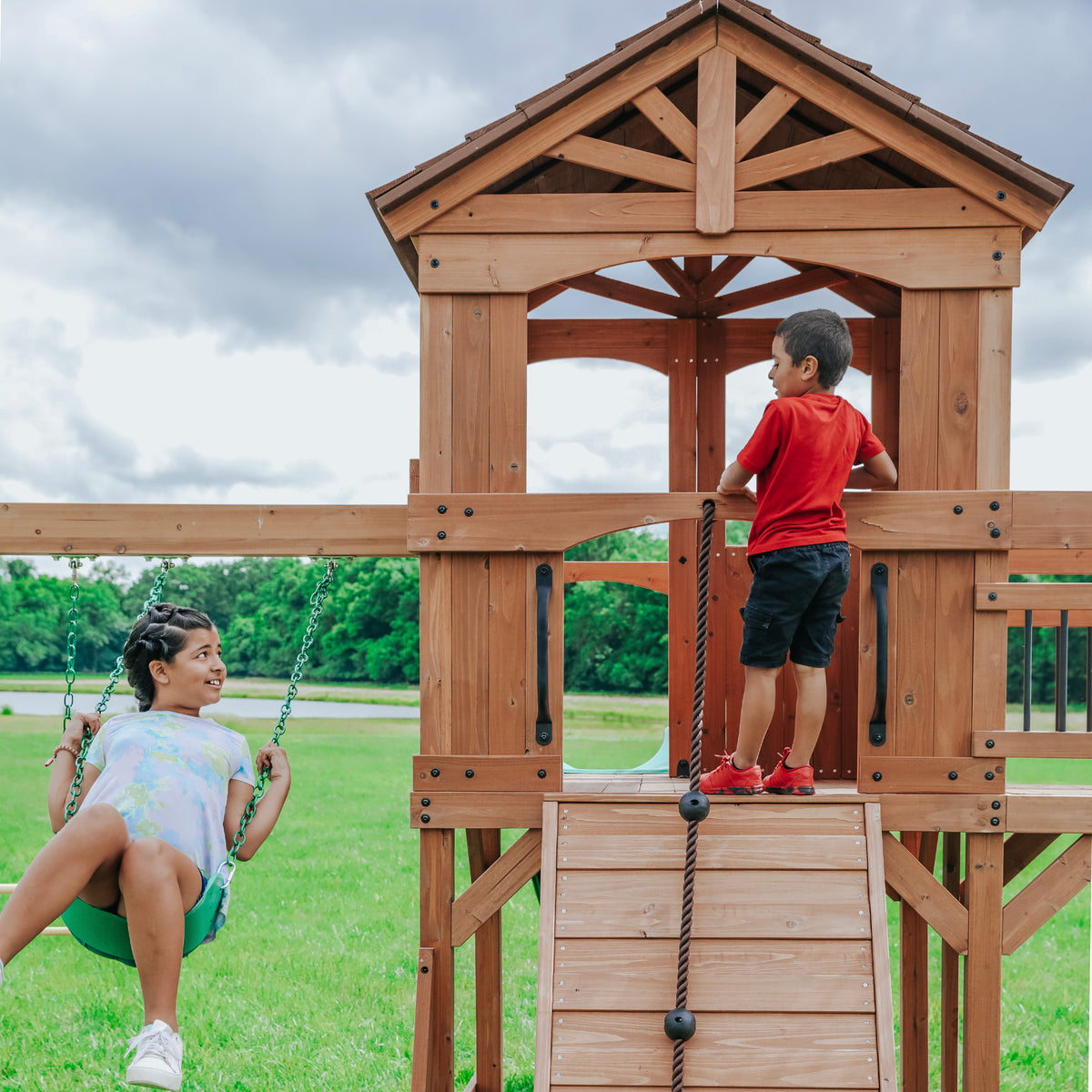 Sterling Point Wooden Swing Set – Backyard Discovery