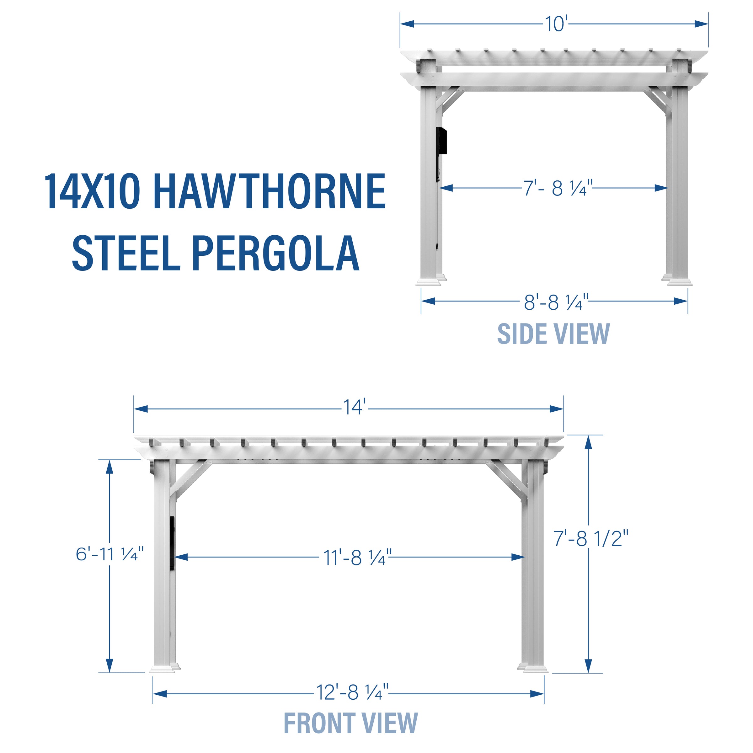 14x10 Hawthorne Traditional Steel Pergola