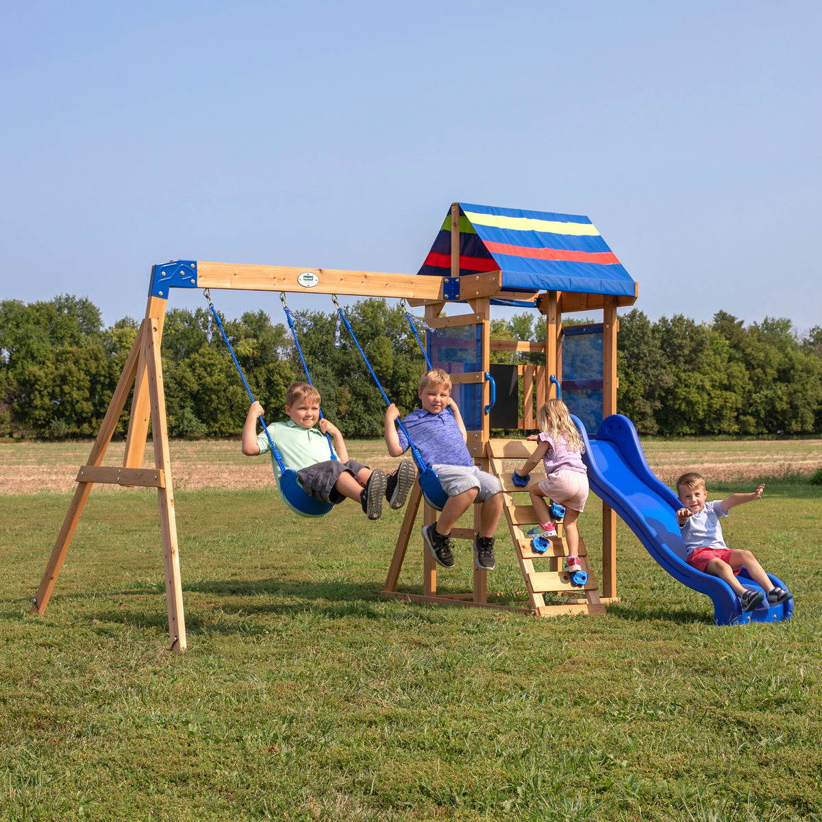 Bay Pointe Wooden Swing Set for Kids - Backyard Discovery