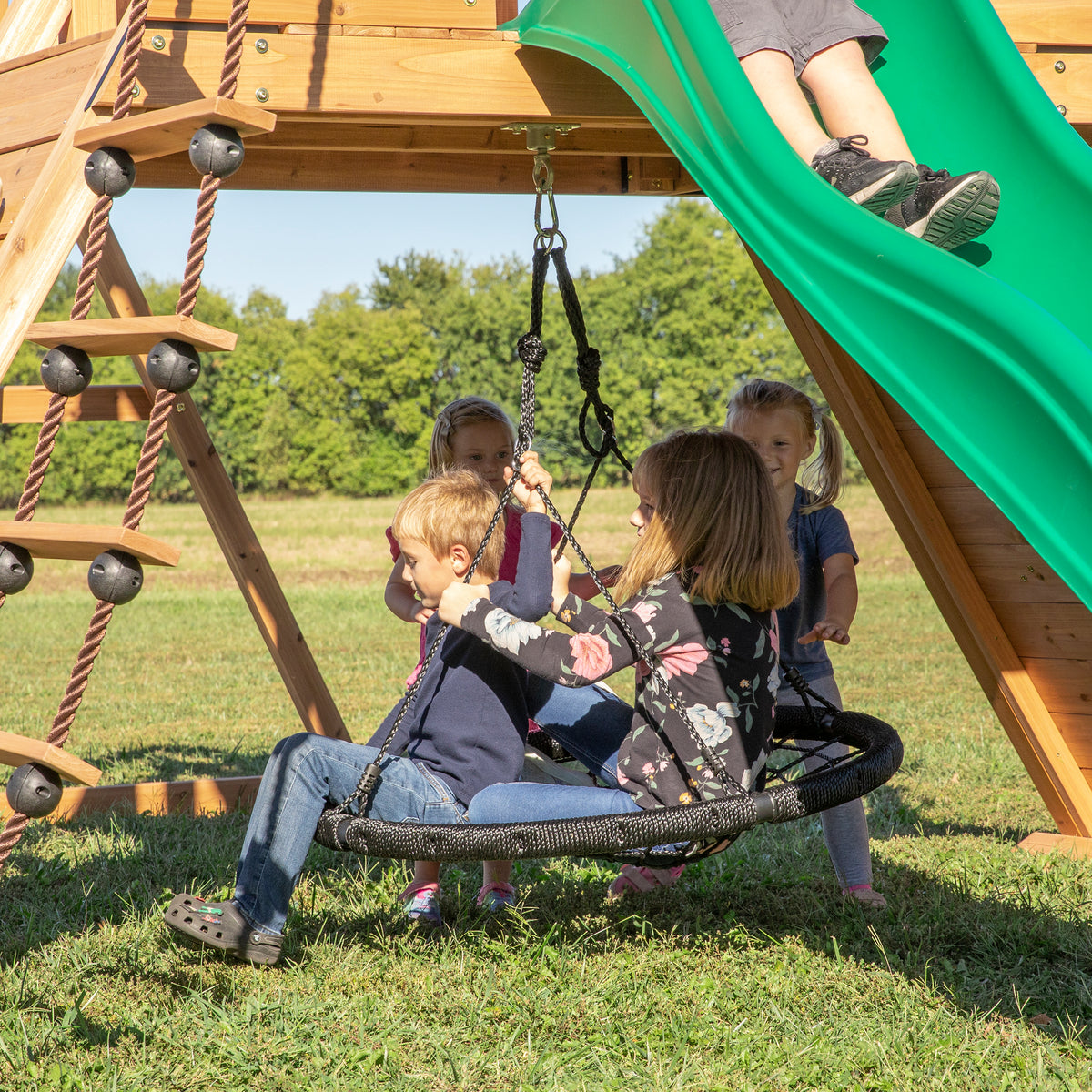 Endeavor Swing Set with Wave Slide – Backyard Discovery