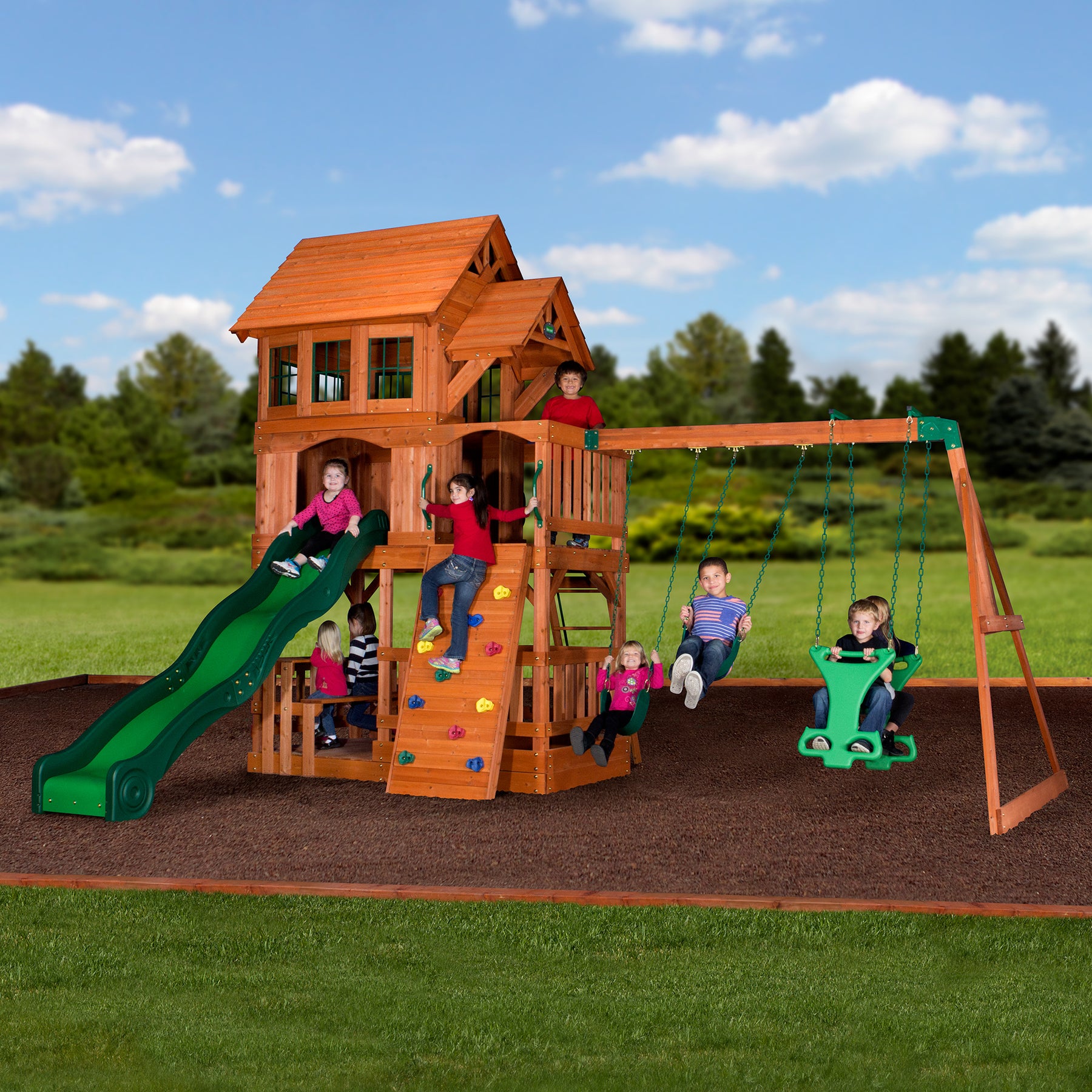 Liberty II Wooden Swing Set for Kids - Backyard Discovery