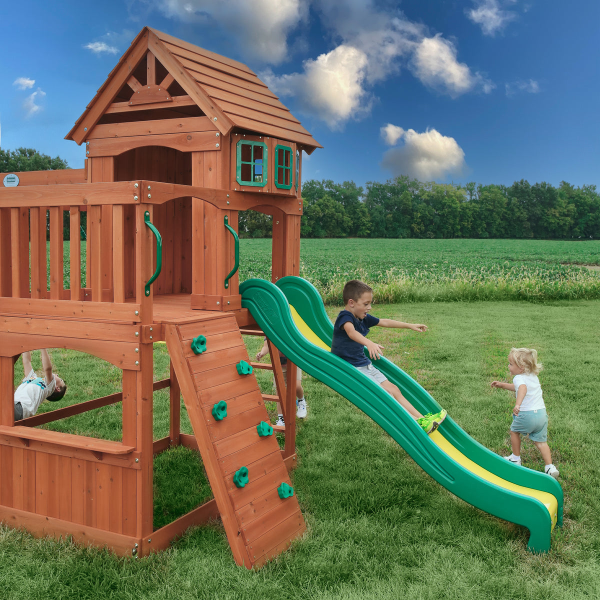 Atlantis Outdoor Wooden Swing Set - Backyard Discovery