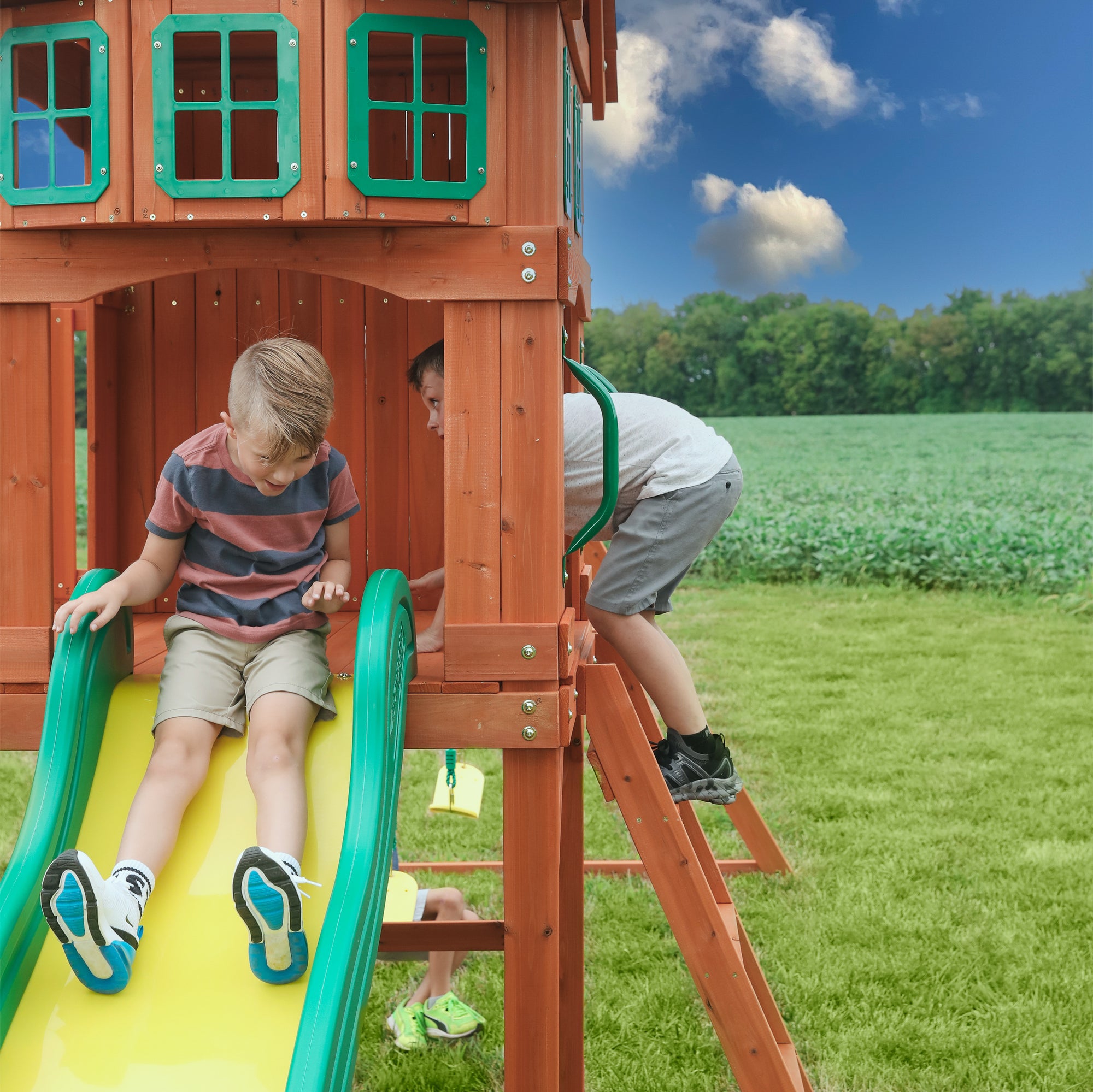 Atlantis Outdoor Wooden Swing Set - Backyard Discovery