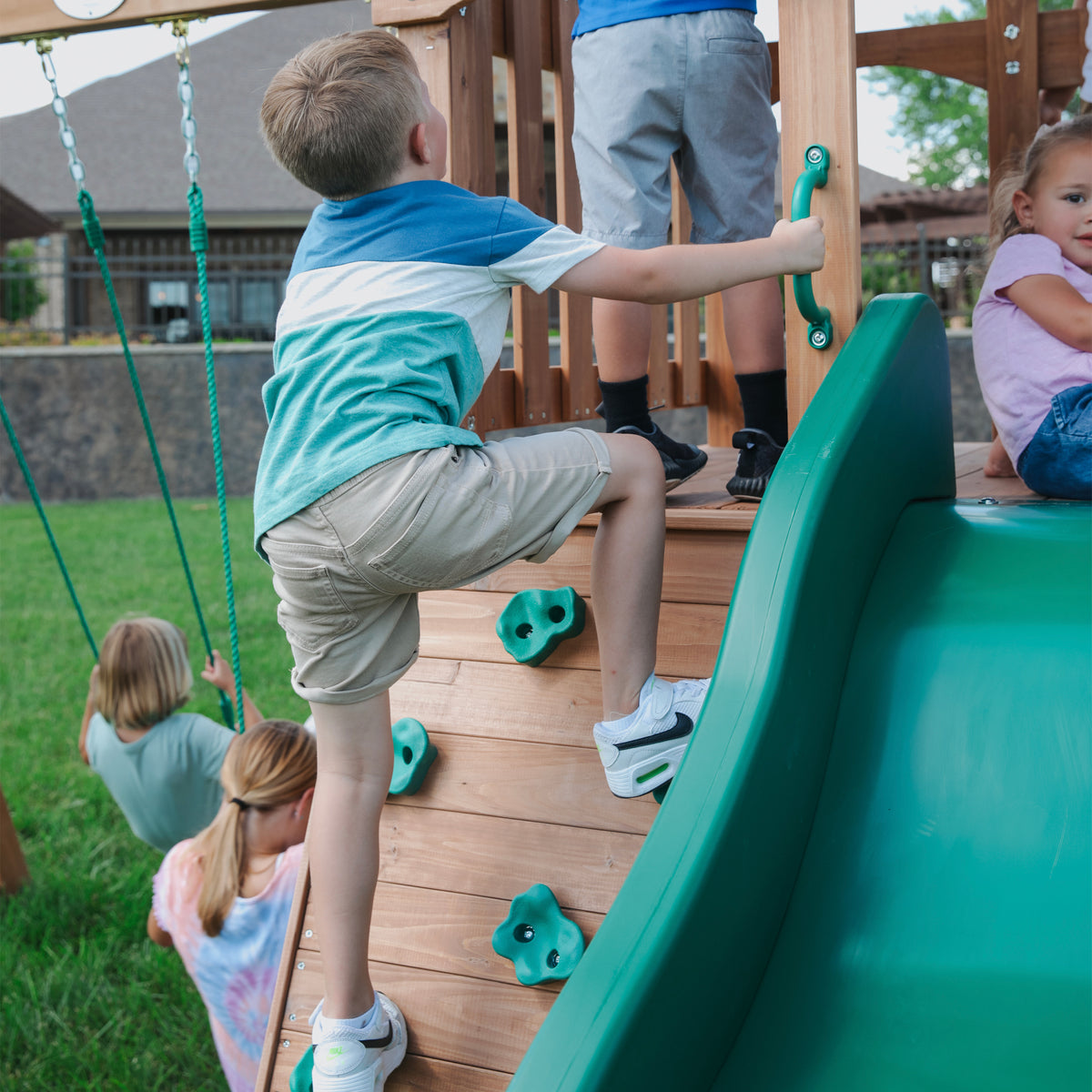 Lightning Ridge Outdoor Wooden Swing Set – Backyard Discovery