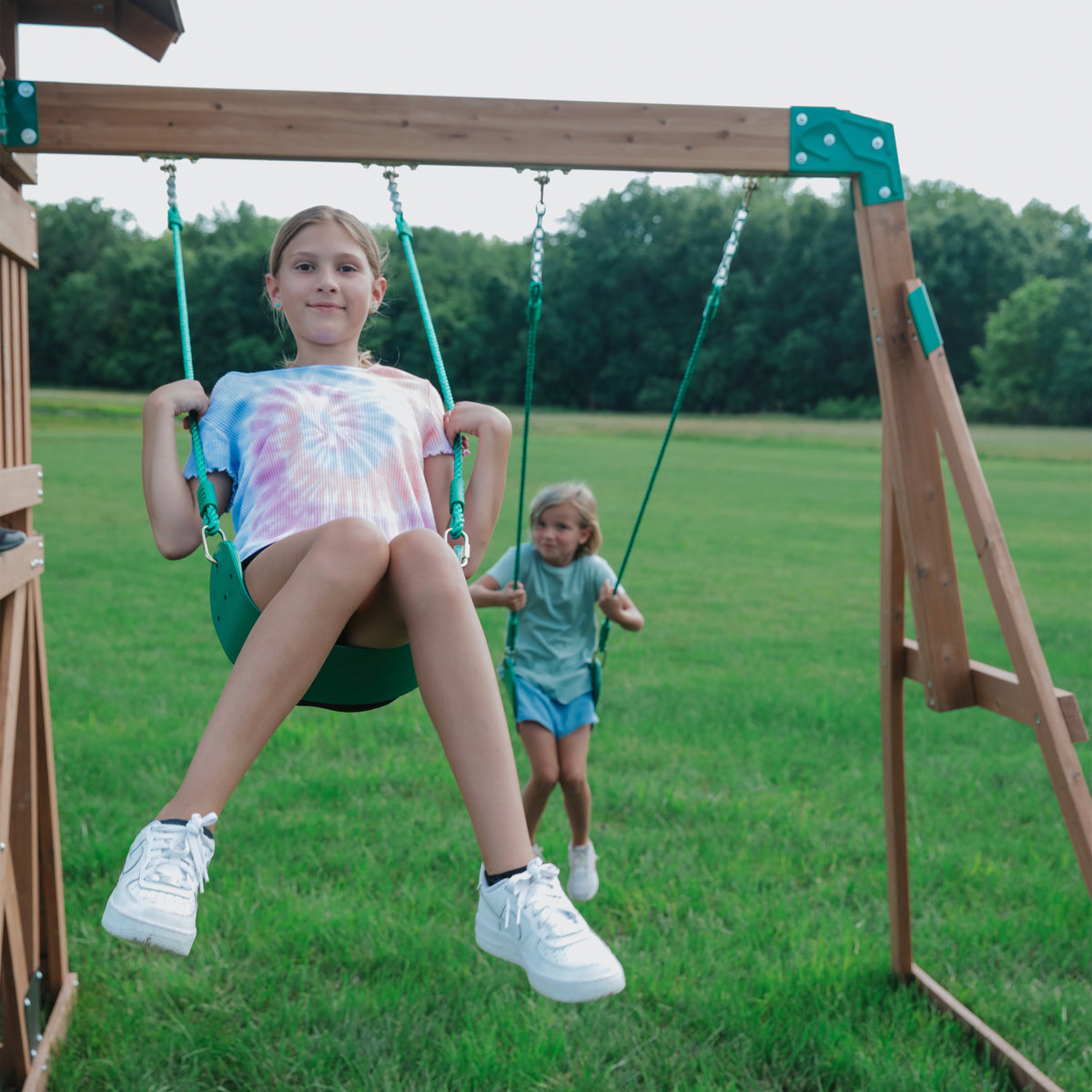 Lightning Ridge Outdoor Wooden Swing Set – Backyard Discovery
