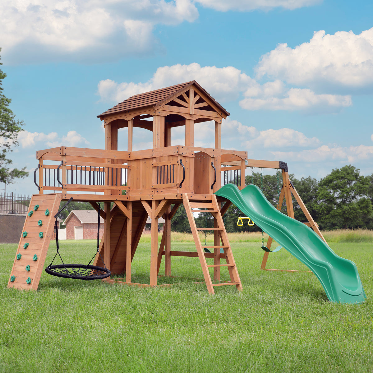 Sterling Point Wooden Swing Set – Backyard Discovery